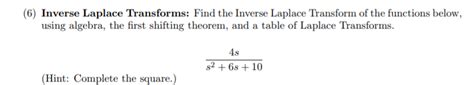 solved 6 inverse laplace transforms find the inverse