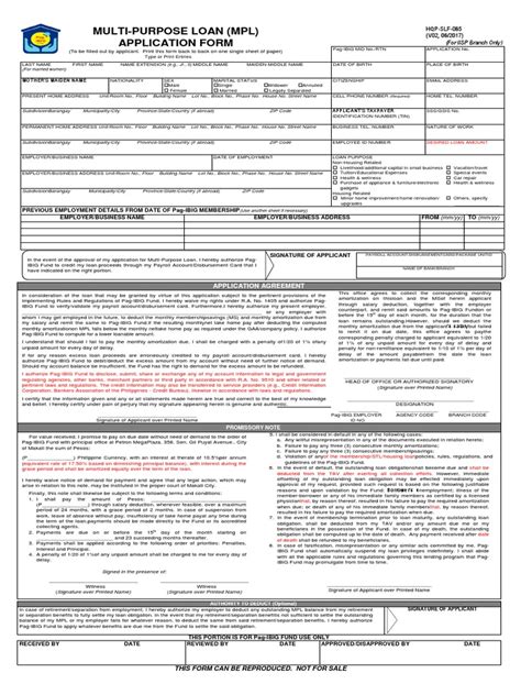 Multi Purpose Loan Mpl Application Form Pdf Loans Promissory Note