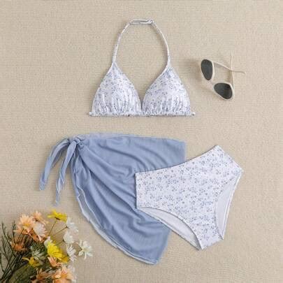 Shein Cute Tween Girl Ditsy Floral Bikini Swimwear Set Print • Price