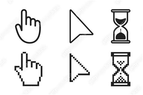 Pointer Hand Arrow And Hourglass Loading Clock Mouse Cursors Icon Sign Graphic Element Flat