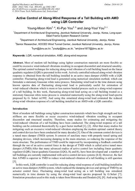 Active Control Of Along Wind Response Of A Tall Building With Amd Using