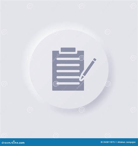 Clipboard Icon White Neumorphism Soft Ui Design Stock Vector