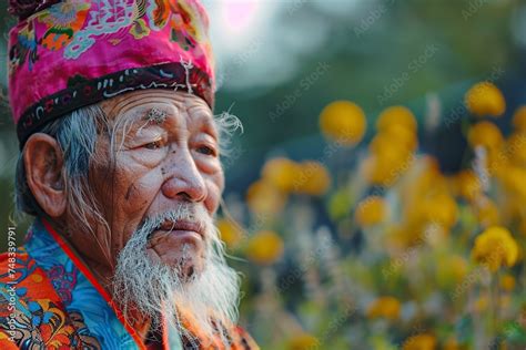 Human Face With Asian Features That Represent A Tradition A Culture