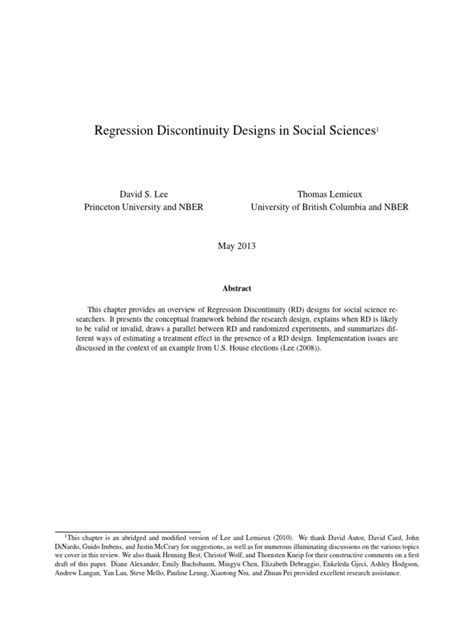 Regression Discontinuity Designs In Social Sciences Pdf Economics