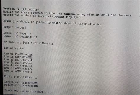 Solved Problem 2 20 Points Modify The Above Program So