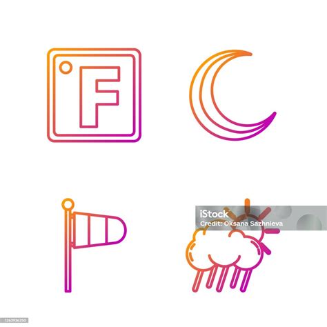 비와 태양 콘 기상 풍요로크 바람 베인 화씨와 달과 별과 라인 구름을 설정합니다 그라데이션 색상 아이콘입니다 벡터 0명에 대한 스톡 벡터 아트 및 기타 이미지 Istock