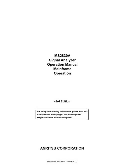Pdf Ms2830a Signal Analyzer Operation Manual Mainframe Operation