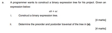 Solved A Programmer Wants To Construct A Binary Expression