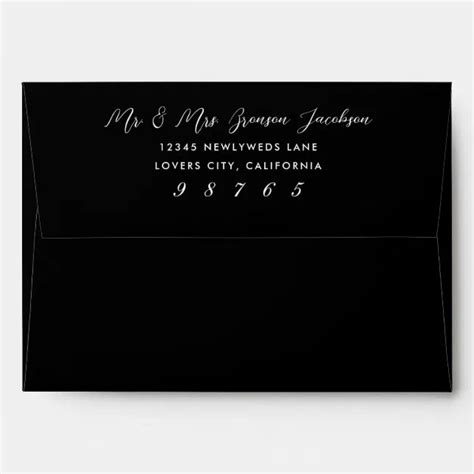 Black Simple Type Return Address A7 Envelope Zazzle