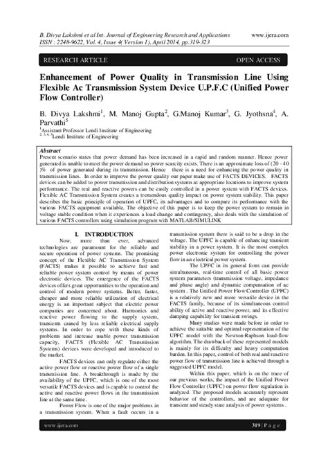 Pdf Enhancement Of Power Quality In Transmission Line Using Flexible Ac Transmission System