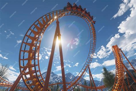 Premium Photo Dynamic Roller Coaster Looping Through A Thrilling