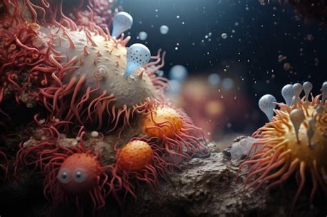 Premium Ai Image In The Microscopic Realm A Vibrant Microbe Dances Form Intricate Surreal A