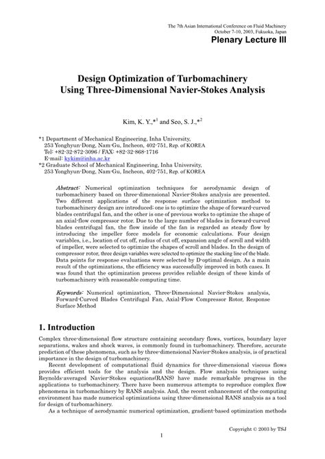 pdf design optimization of turbomachinery using three dimensional