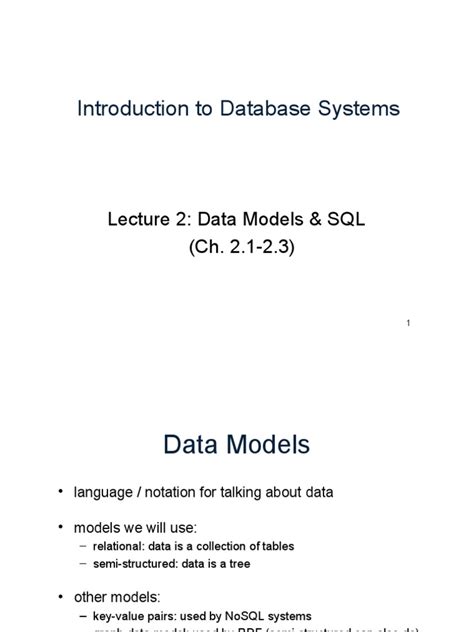 Lec02 Data Models Sql Basics Pdf Relational Model Relational Database