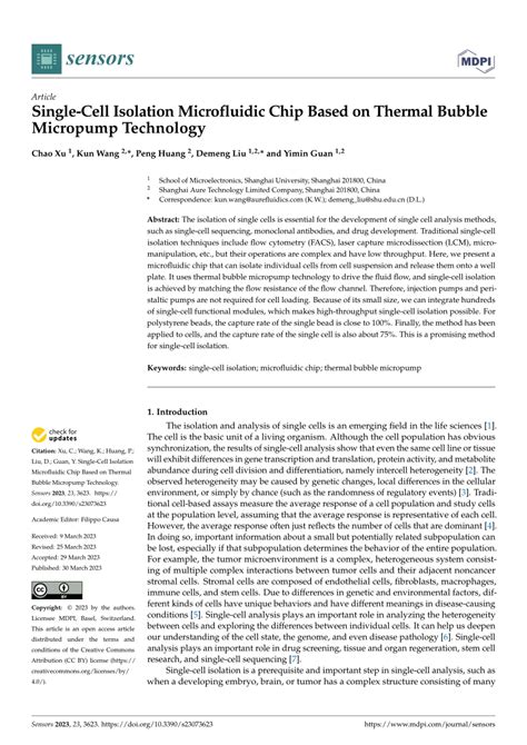 Pdf Single Cell Isolation Microfluidic Chip Based On Thermal Bubble