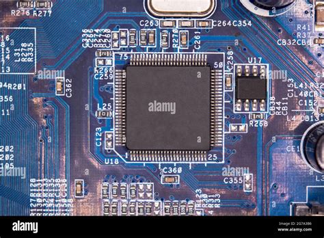 Close Up Blank Microchip On Electronic Circuit Board Stock Photo Alamy
