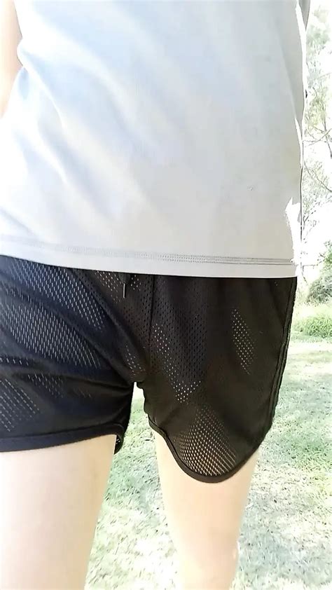Big Cock Outdoors Fully Exposed On A Hike Taking See Through Shorts