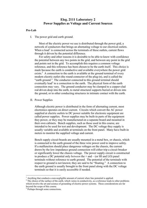 Power Supplies As Voltage And Current Sources