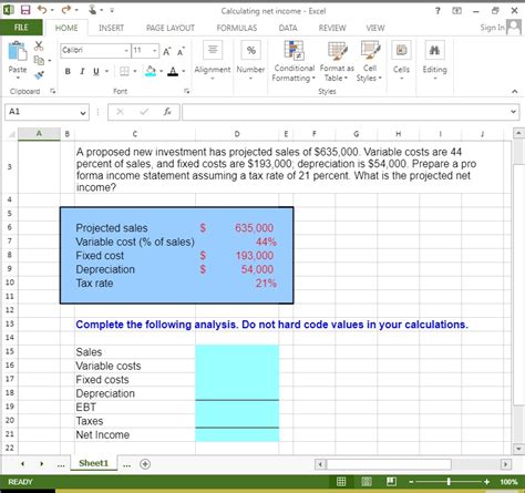 solved calculating net income in excel file home 86 caliori insert