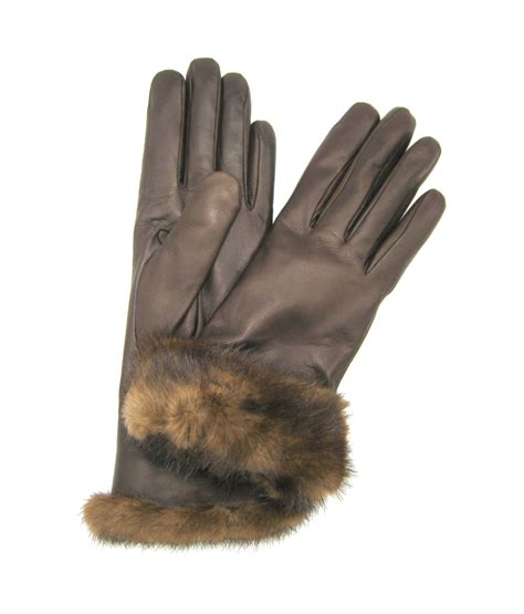 Sermoneta Gloves Guanto In Nappa 4bt Con Risvolto In Visone T Moro Offerte Abbigliamento
