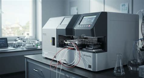 Laboratory Setting Featuring A Dna Sequencing Machine On A Workbench