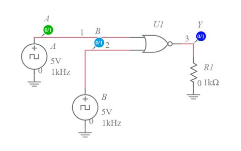 2 INPUT NOR GATE Multisim Live