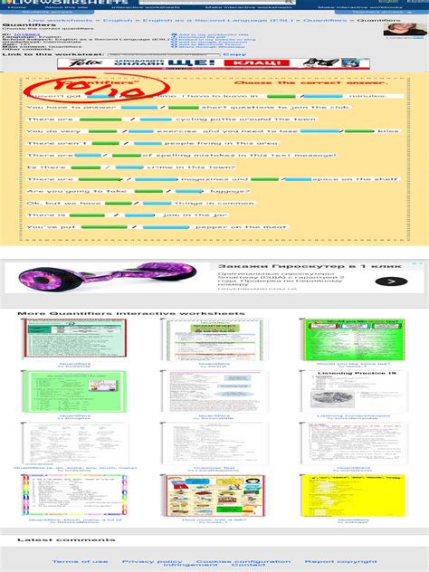 Quantifiers Activity For Intermediate Pdf English As A Second Or