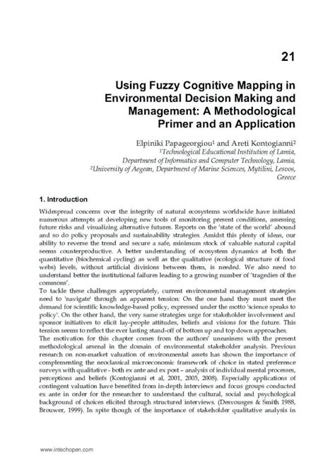Pdf Using Fuzzy Cognitive Mapping In Environmental Using Fuzzy