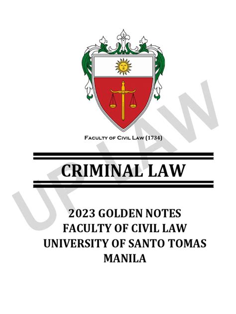 2023 Ust Golden Notes Criminal Law Pdf Crimes Crime And Violence
