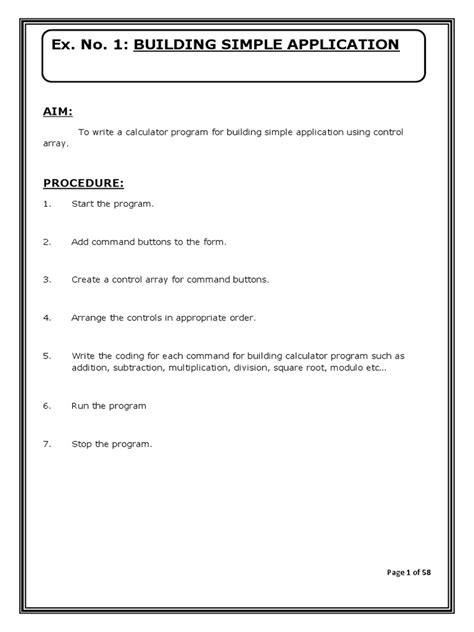 Build Simple Calculator App With Control Arrays Pdf Software