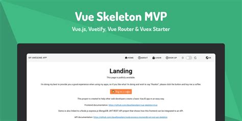 Vue Skeleton Mvp Vuejs Vuetify Vue Router And Vuex Starter Made With Vuejs