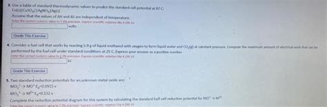 Solved 1 Predict The Potential For The Following Voltaic