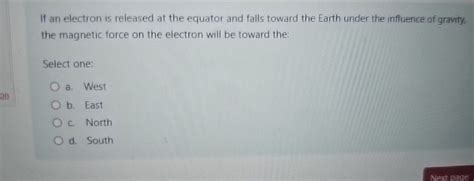 solved if an electron is released at the equator and falls