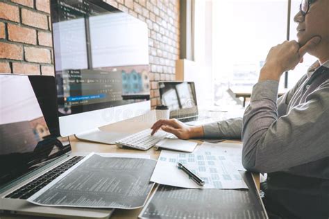 Professional Developer Programmer Working A Software Website Design And