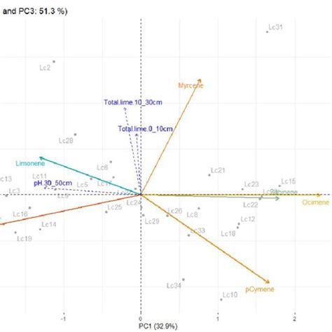 Pca Graph Of Major Components Higher Than 5 Of P Terebinthus L