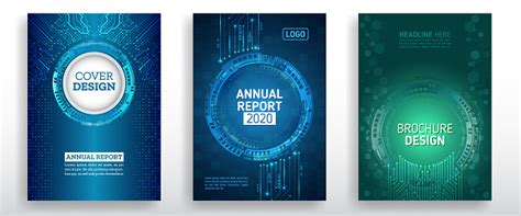 다양한 테크노 요소로 추상 기술 커버 하이테크 브로셔 디자인 컨셉 미래 지향적 인 비즈니스 레이아웃 책표지에 대한 스톡 벡터