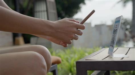 Woman Use Smartphone To Scan QR Code In Cafe Female Scan For Discount Pay On Hotel The