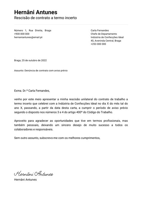 Modelo De Carta De Despedimento