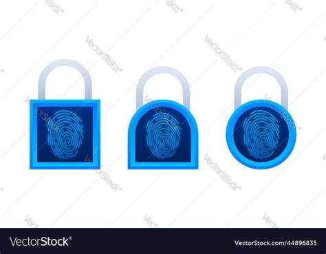 Cyber Security Fingerprint On Lock Royalty Free Vector Image