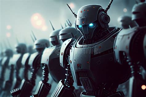 Robot Army Or Group Of Cyborgs 3d Rendering Robot Army Or Group Of Cyborgs Advanced Robot