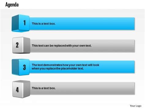 Business Diagram Four Staged Text Boxes For Displaying Business Agenda Presentation Template