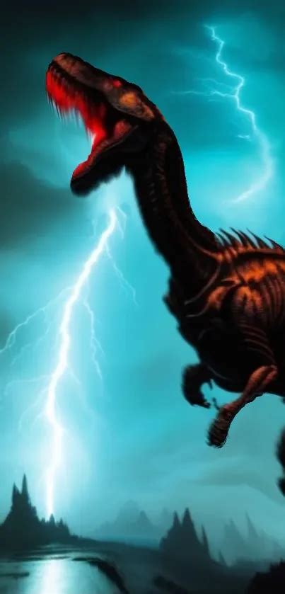 Fierce Dinosaur Lightning Wallpaper Free Download