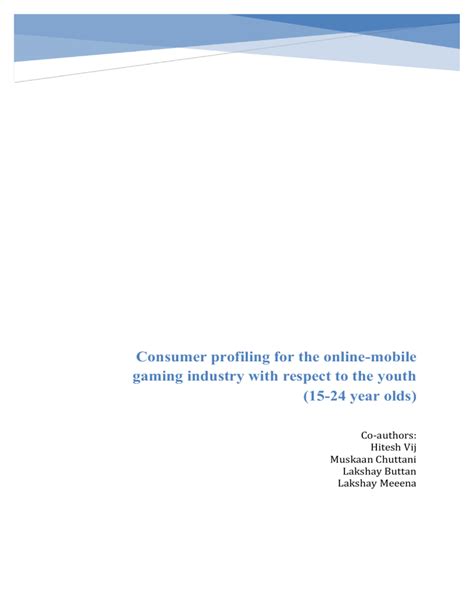 Online Mobile Gaming Consumer Profile Research
