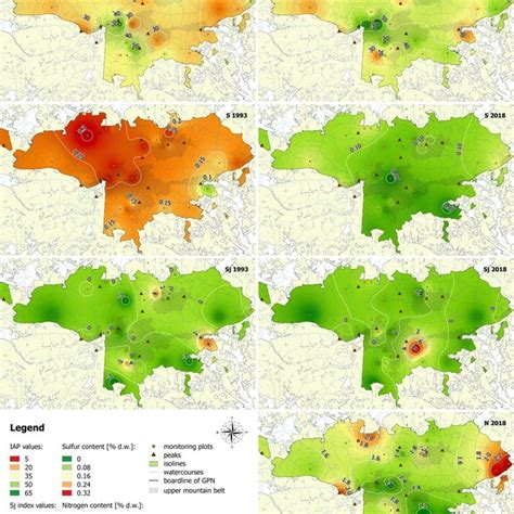 spatial interpolation of iap index values and the content of elements