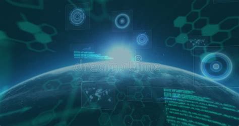 animation of round scanners data processing and chemical structures