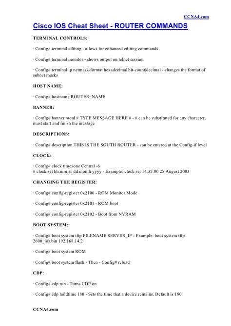 Cisco Ios Cheat Sheet Router Commands Artofit