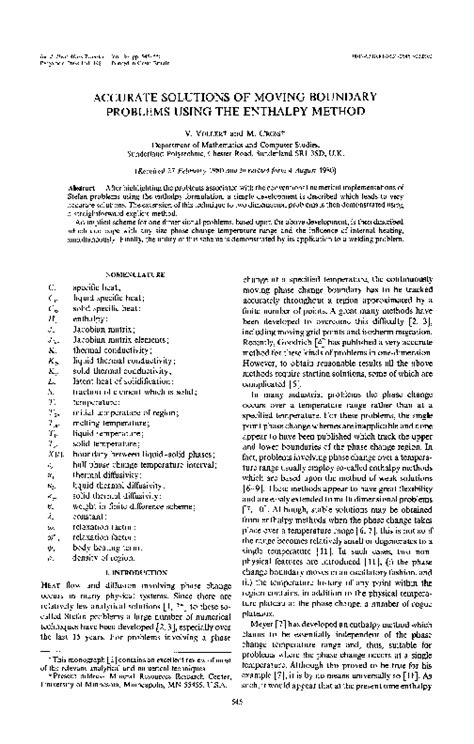 pdf accurate solutions of moving boundary problems using the enthalpy