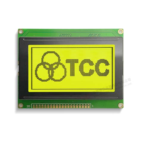 Industrial 128x64 Dot Matrix Lcd Panel 20 Pin 12864 Yellow Green Lcd Module China 128x64 Lcd