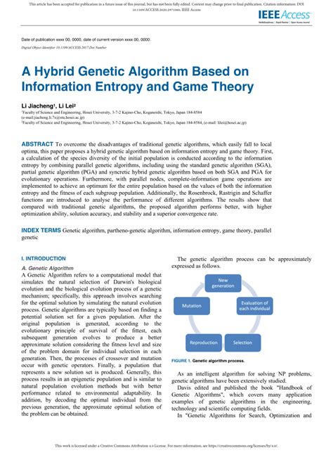 pdf a hybrid genetic algorithm based on information entropy and game theory