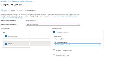 service bus diagnostics logs serverless notes
